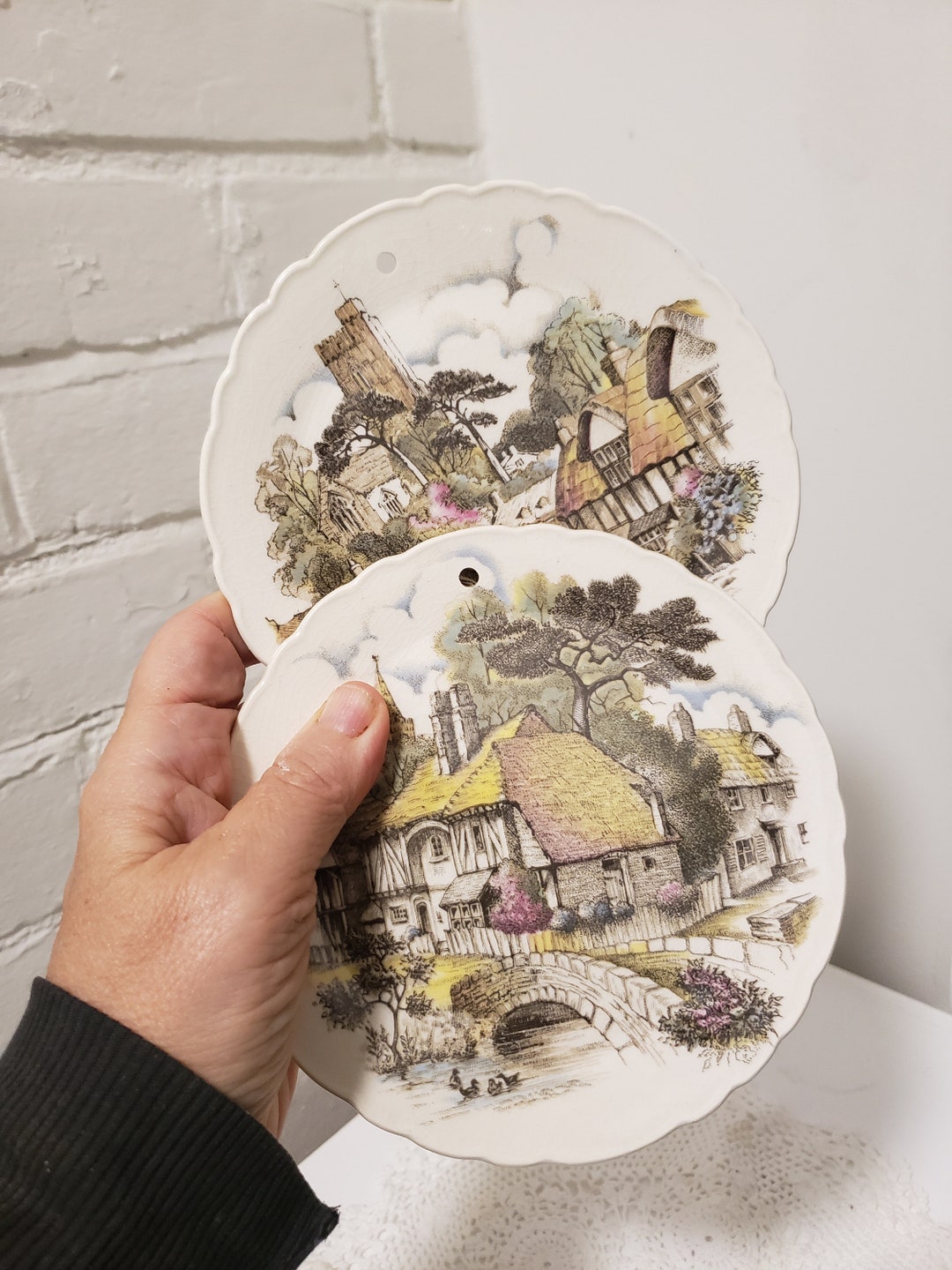 Wall Plates Two Hanging Plates 6 Inch Cottage Royal Staffordshire ...
