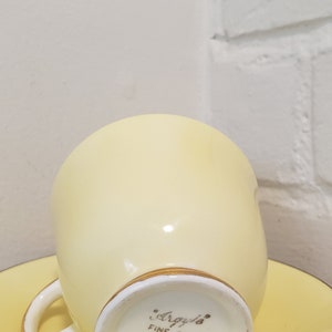 Vintage Argyle Yellow China Tea Set With Pink Rose Gold Gilt Tea Cup ...