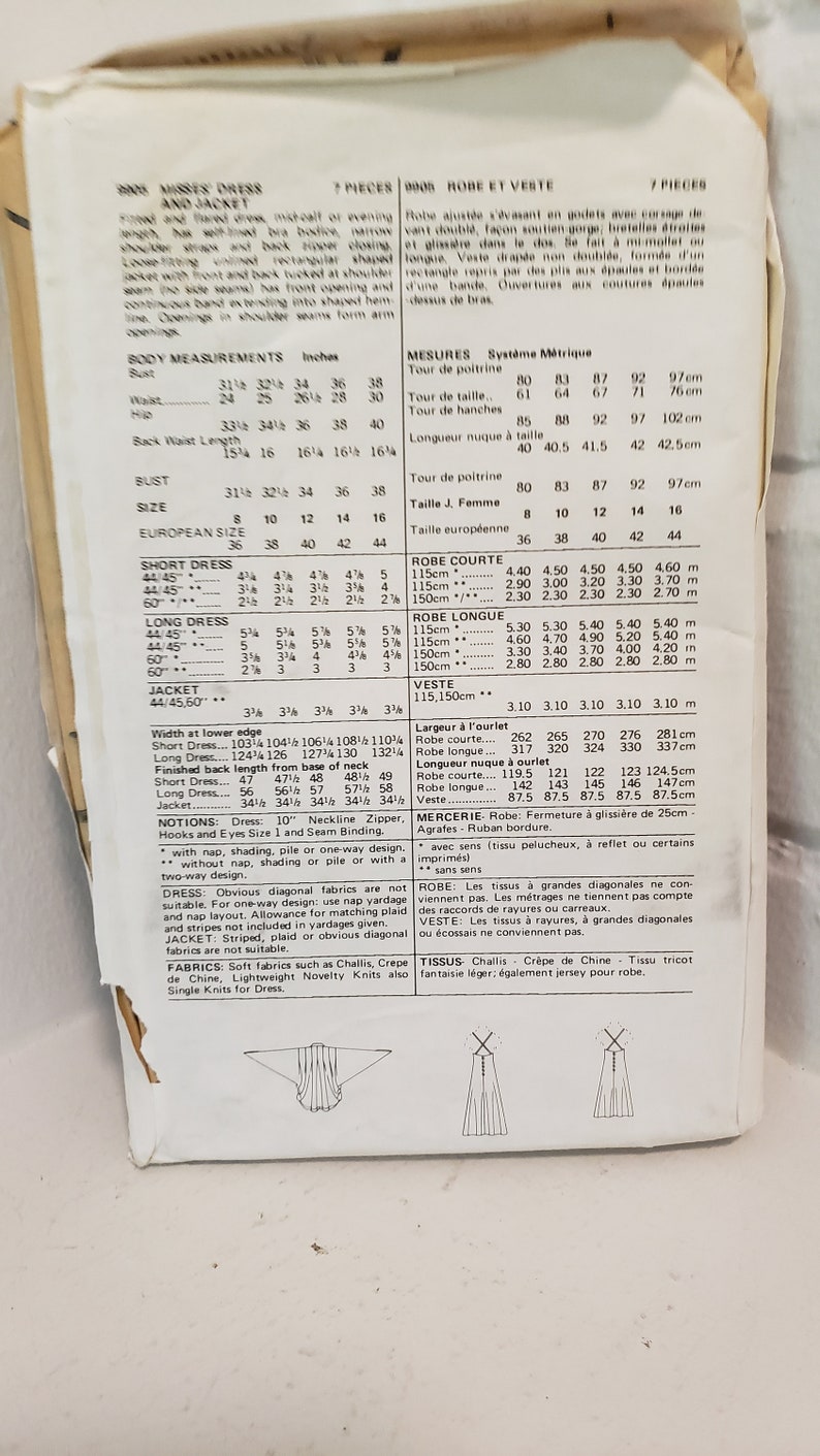 Vogue 9905 Dress and Jacket From the 70s UNCUT Size 12 - Etsy Canada