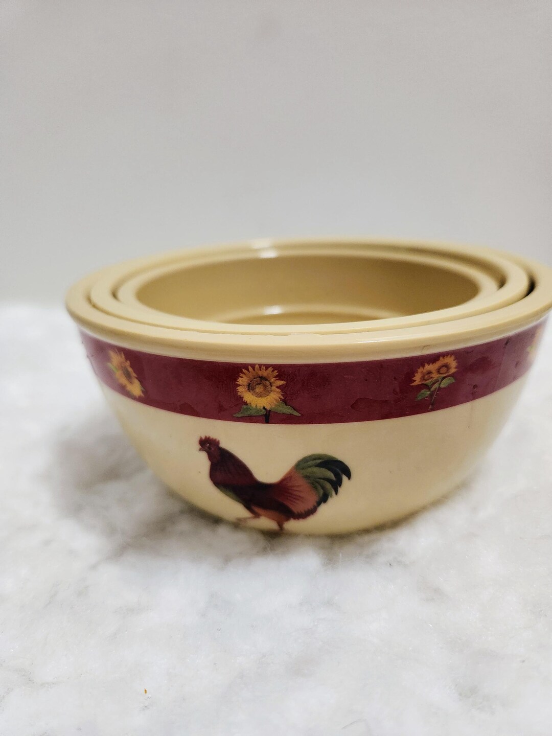 Small Rooster Stacking Bowls Cereal Dessert Bowls Three Melamine ...