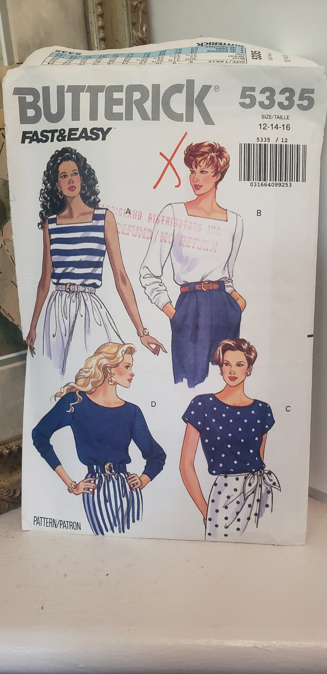 Butterick 5335 Fast & Easy Tops Summer Spring Tops Sleeve Variations ...