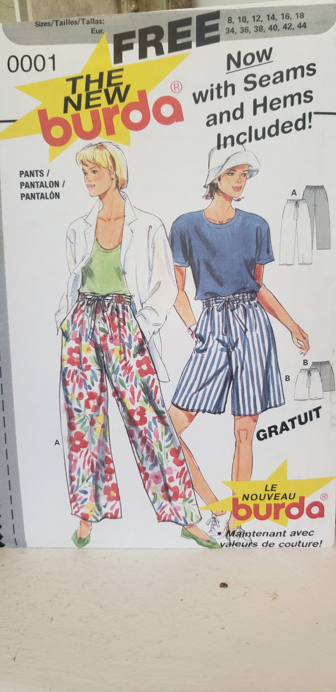 The New Burda Draw String Pants Shorts Pattern 0001 Uncut Size 8 to 18 ...