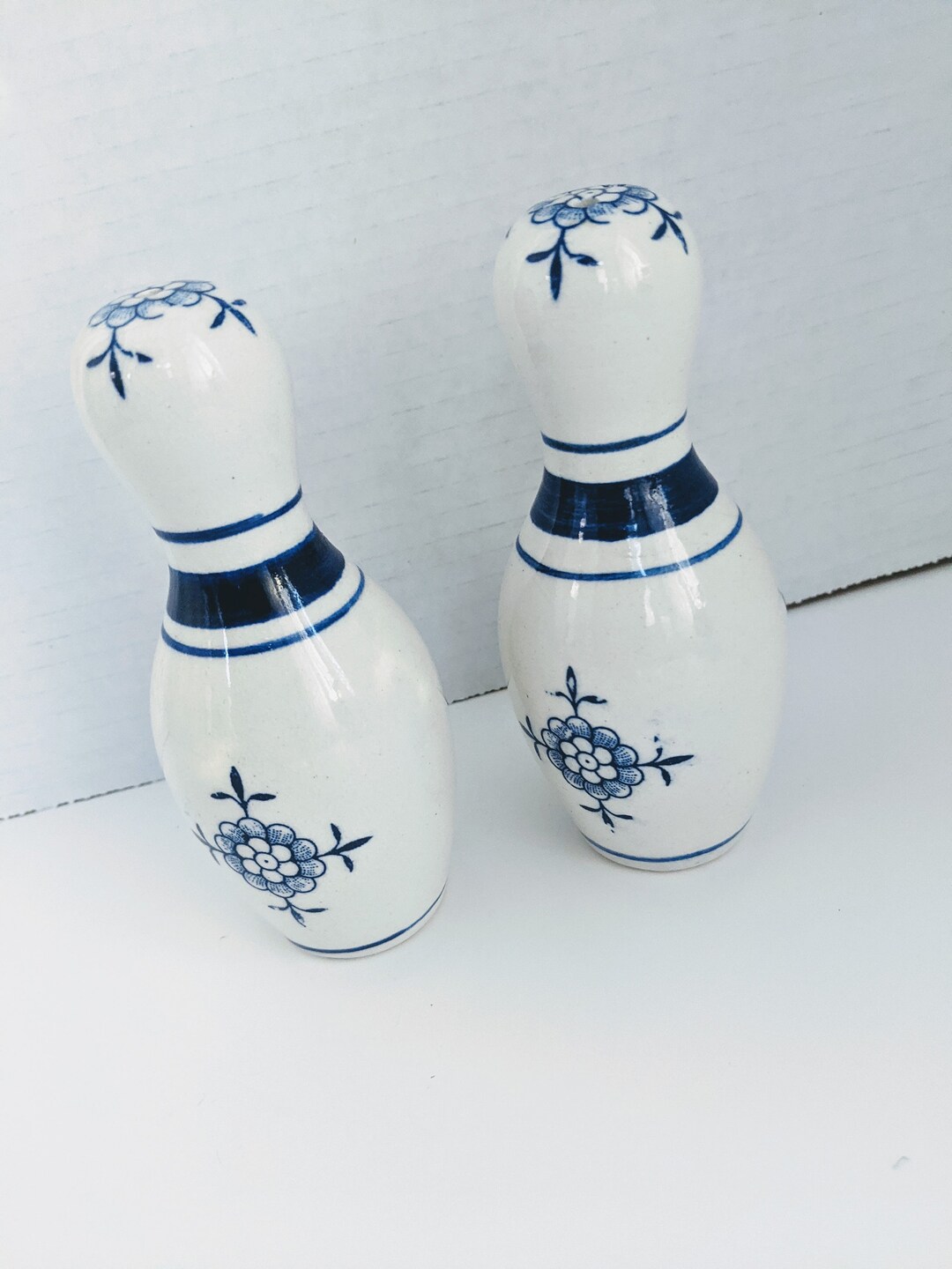 Delft Colour Blue and White Bowling Pin Salt and Pepper Shakers - Etsy