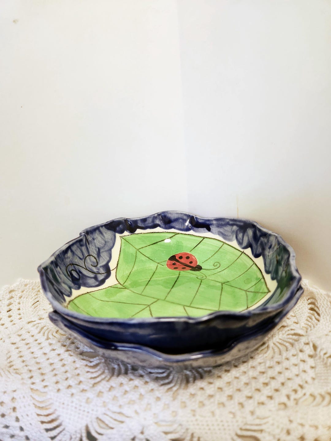 Two Lady Bug Bowls Hand Made Signed Pottery Lady Bug Lover Gift Items ...