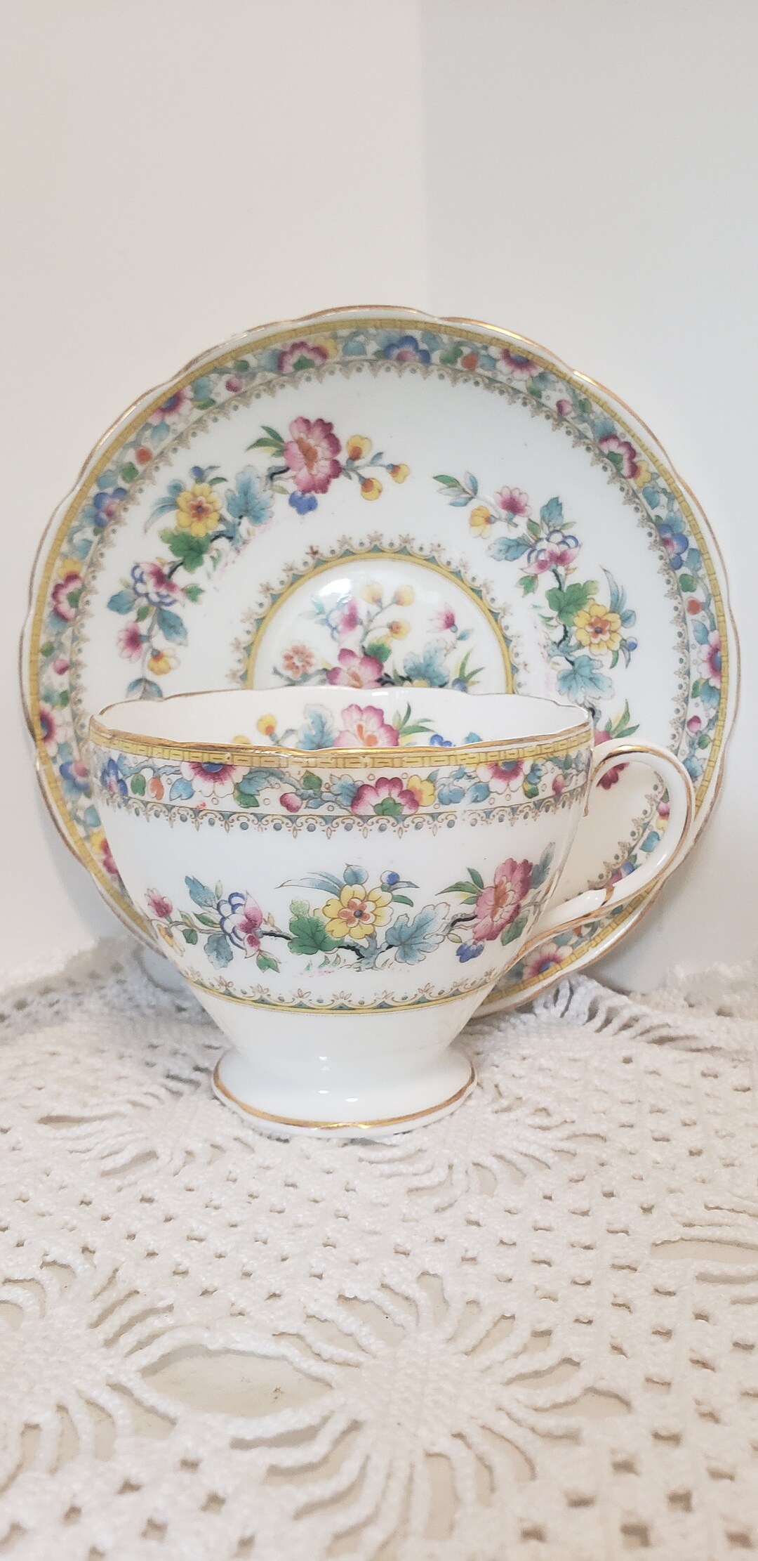 Foley Tea Cup Saucer Intricate Floral Pattern Display Bone China ...