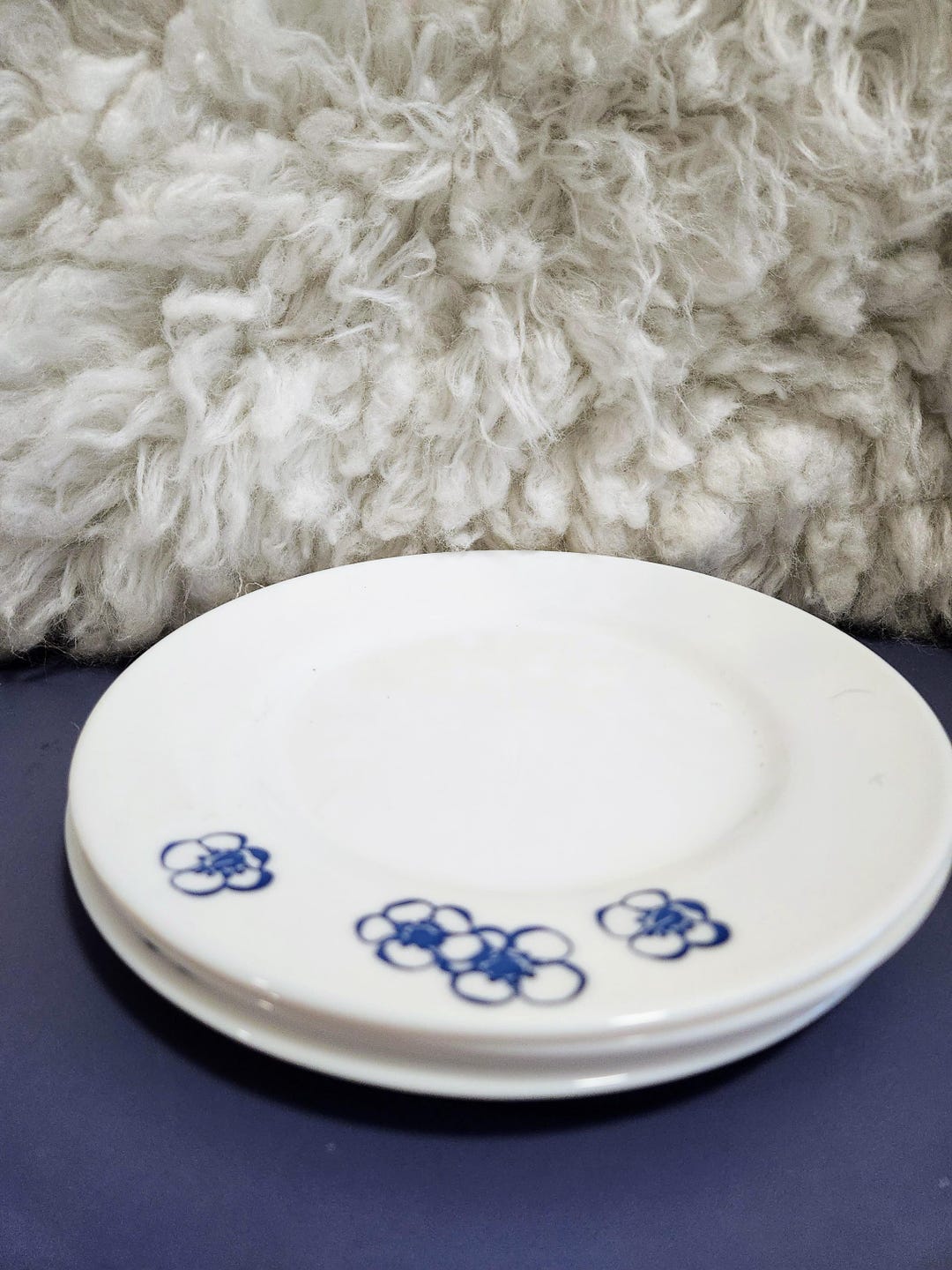 White Butter Plates Set Four Corning Ware Style Blue Floral Side Plates ...
