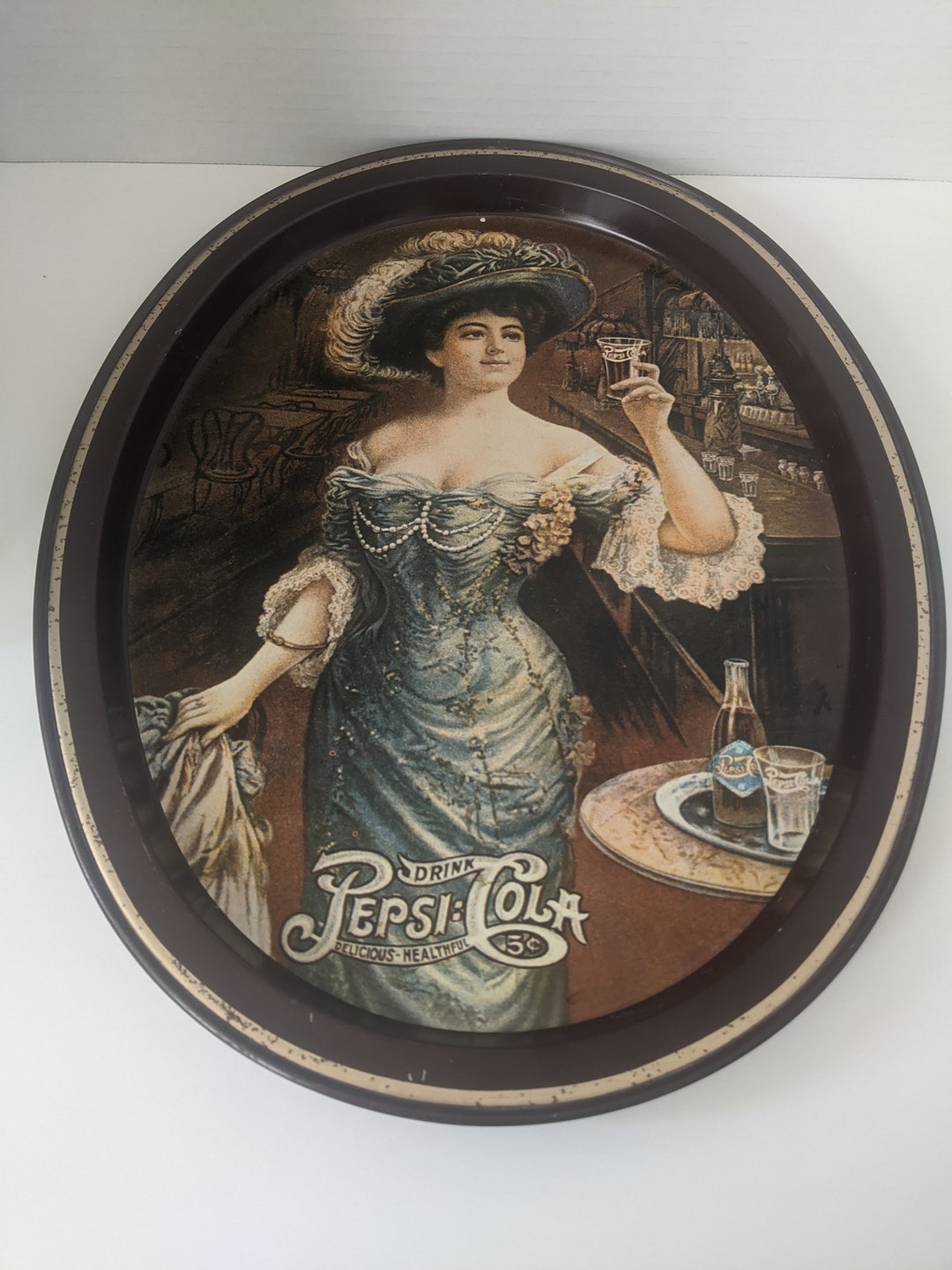 Vintage 70s Pepsi Cola Serving Tray: Victorian Lady Oval Design - Etsy