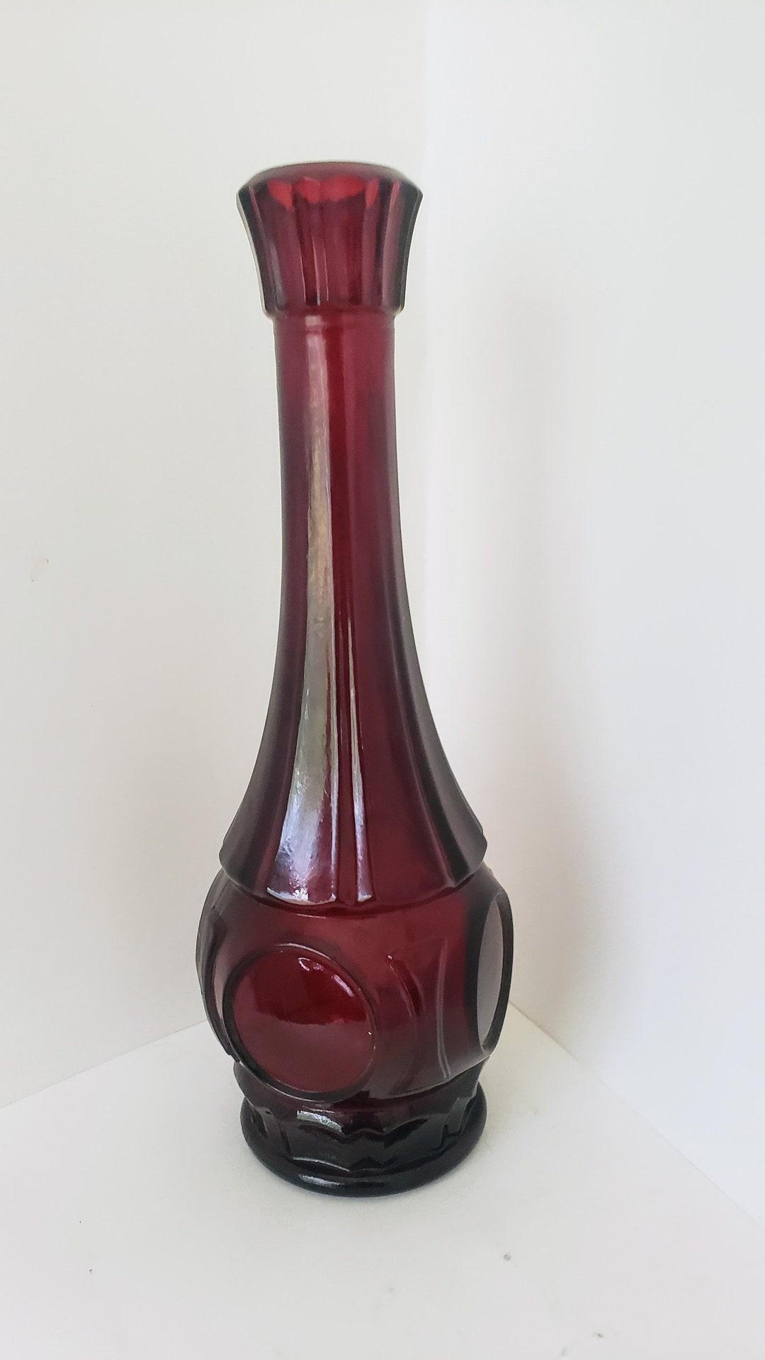 Ruby Red Vase With Narrow Neck Vintage Elegant Red Home Decor Vase ...