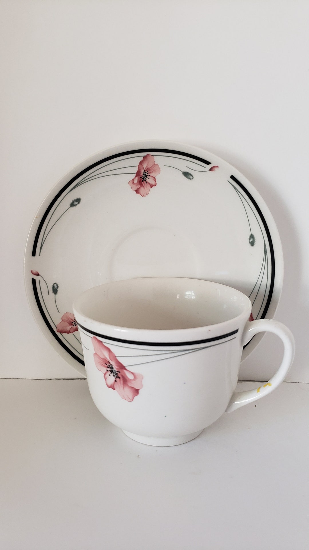 Johnson Brothers Dish Washer Safe 90s Tea Cup Saucer Set Poppy Floral ...