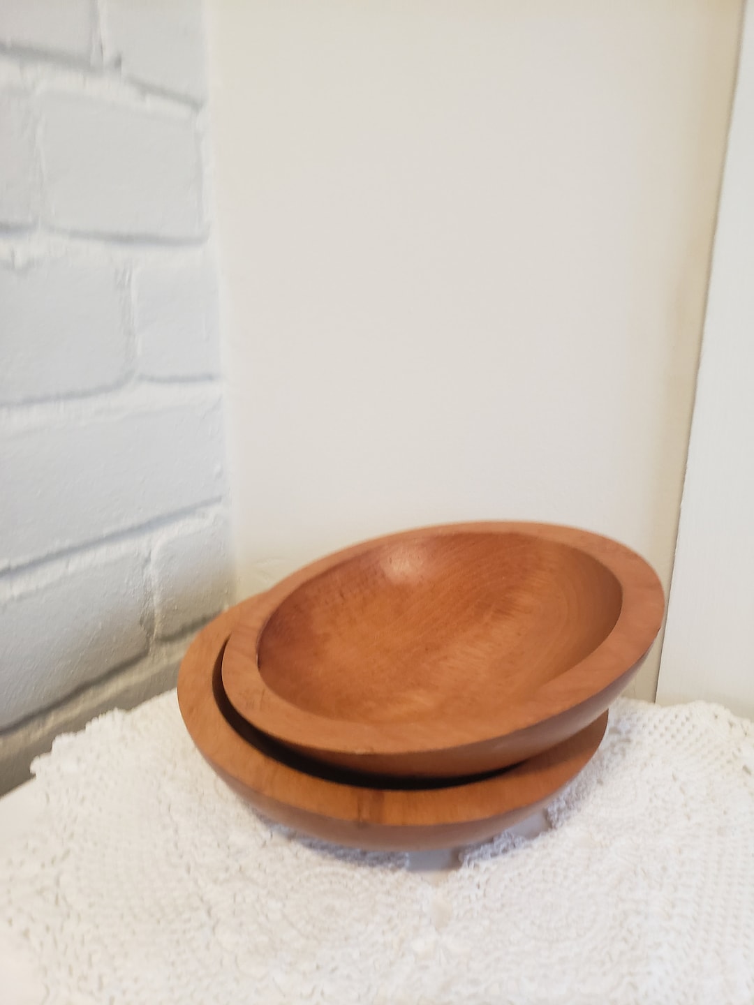 Two Wooden Bowls Baribocraft Salad Bowls Zen Home Decor 6.5 Inch Wooden ...