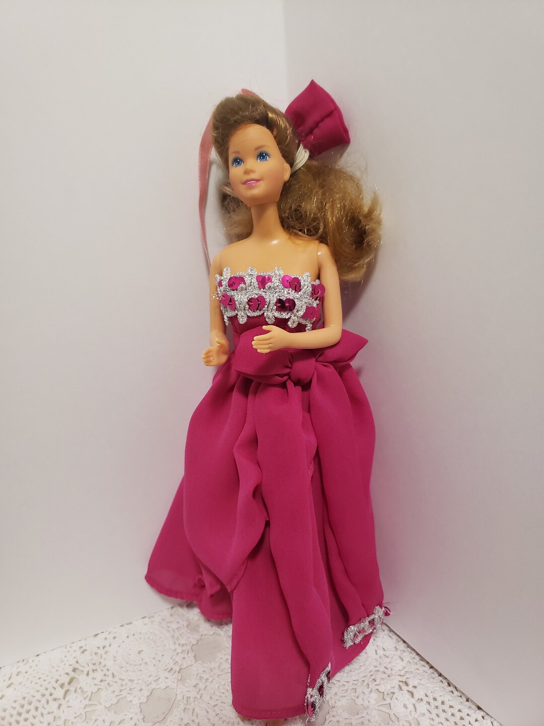 Vintage Mattel Barbie: Deep Pink Gown, Silver Lamé Accent, 1990s - Etsy