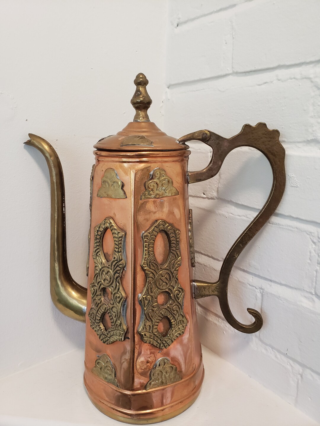 Large Decorative Copper and Brass Pot 14 Inch Display Copper Pot Ornate ...
