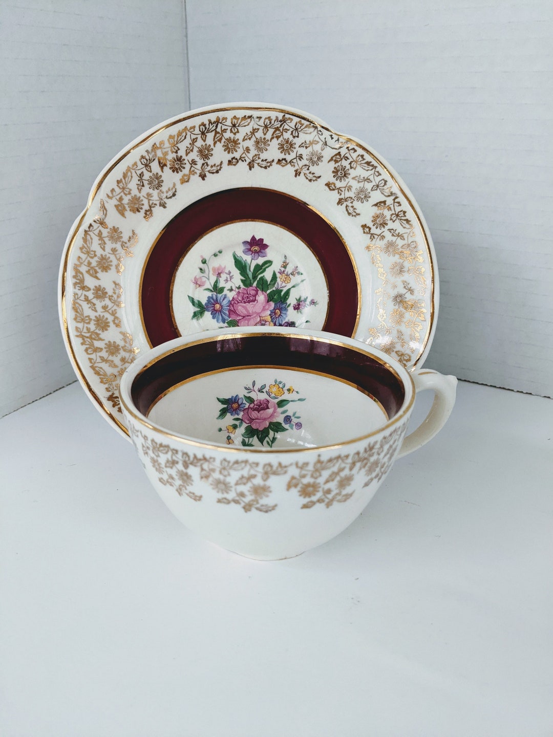 Vintage British Empire Ware Charmian Pattern Tea Cup and Saucer From ...
