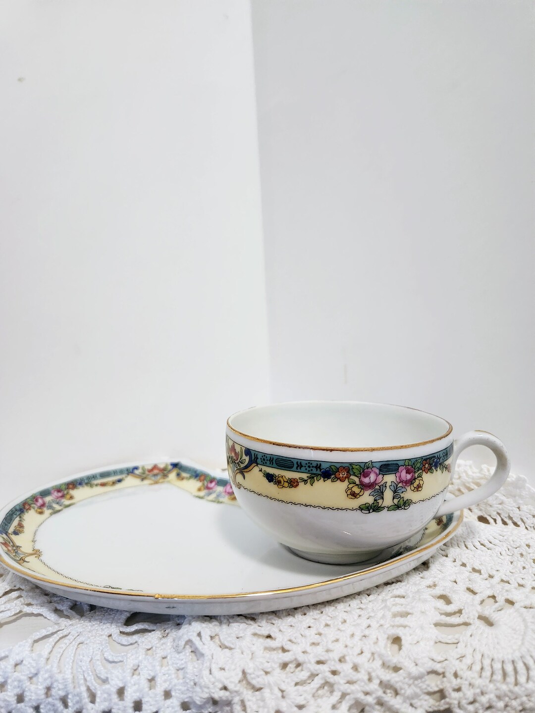 Vintage Luncheon Plate With Tea Cup Czecho Slovakia Rare Porcelain ...
