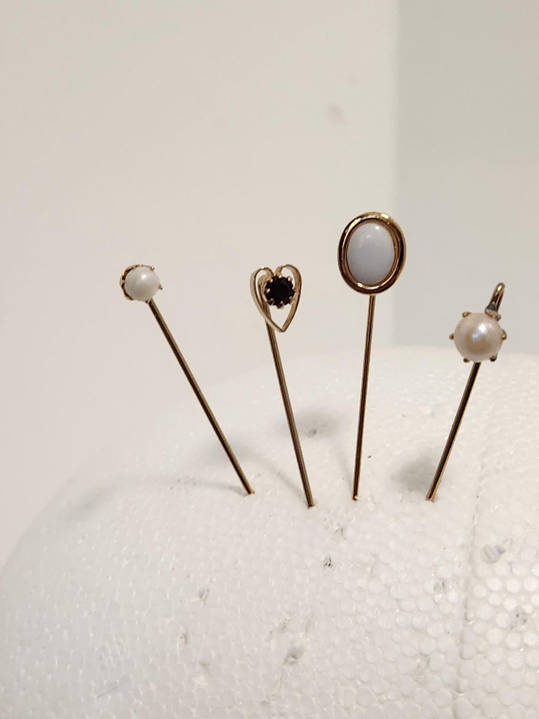Vintage Gold Tone Hat Pins/stick Pins Faux Pearl Hat Pin Heart Shape ...