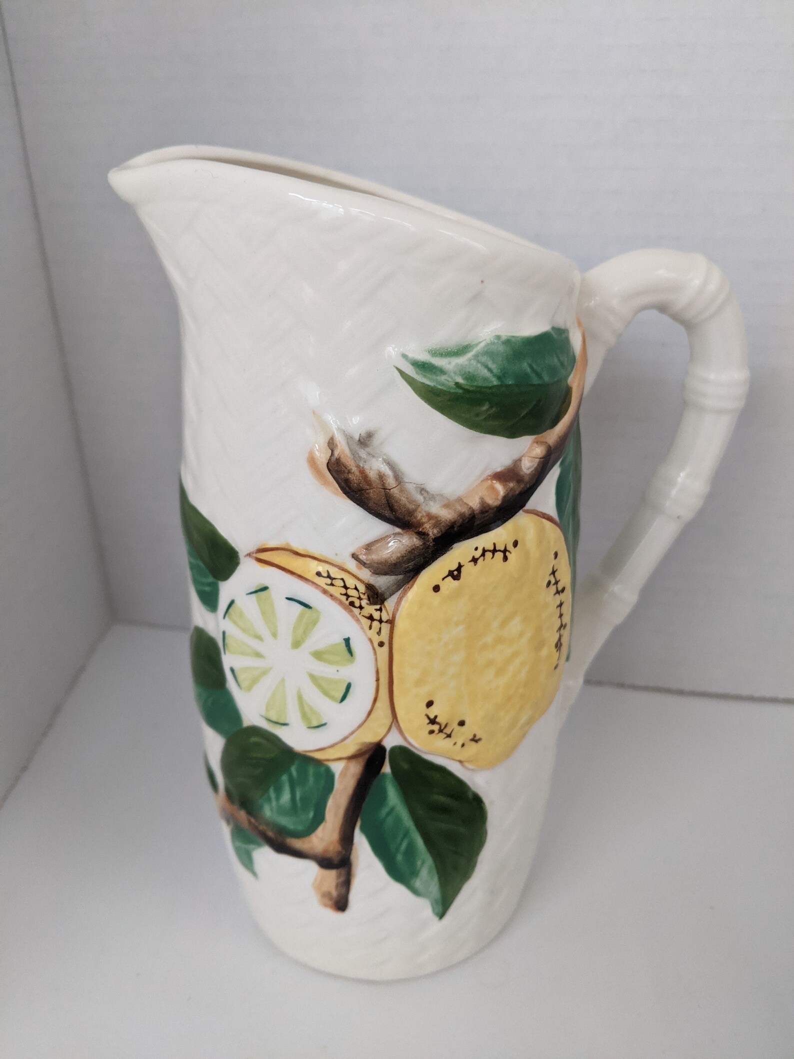 White Ceramic Lemon Pitcher With Colourful Lemons Embossed - Etsy