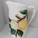 White Ceramic Lemon Pitcher With Colourful Lemons Embossed White Twirl ...