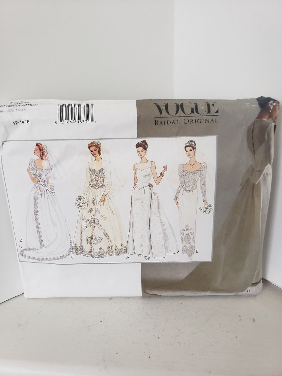 Vogue Bridal Original. UNCUT 1325 Size 12 to 16 Vintage Wedding Gown ...