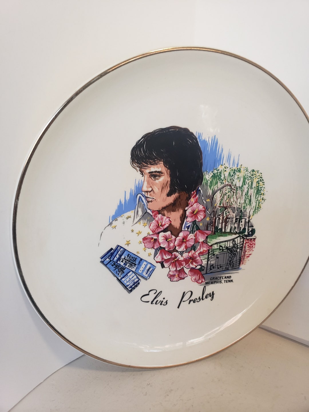 Elvis Plate 9.25 Inch Collectors Plate Graceland Plate Elvis ...