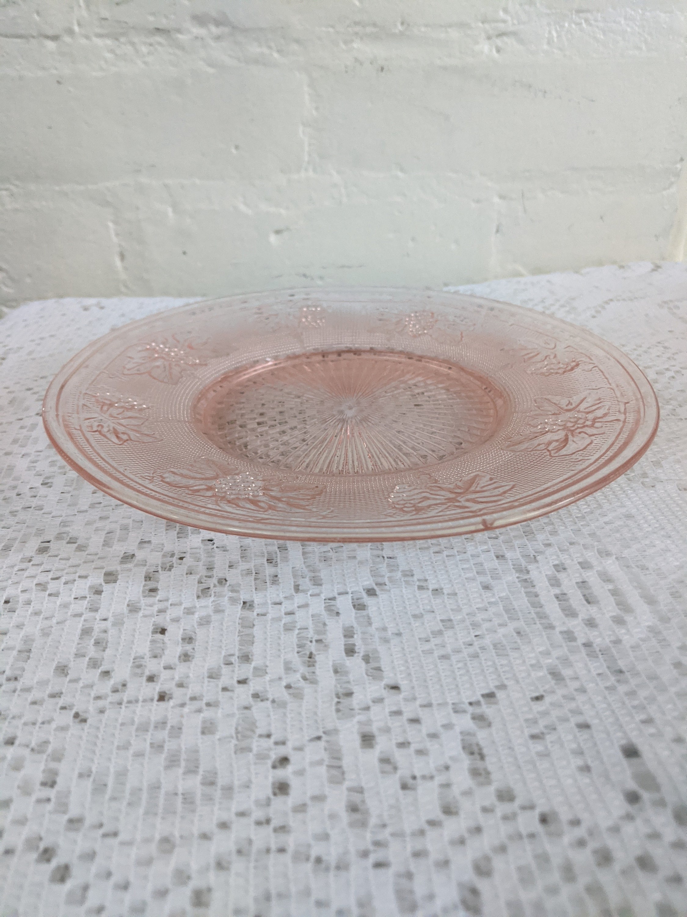 Pink Depression Glass Plate 8 Inch Pink Glass Plate Grape - Etsy