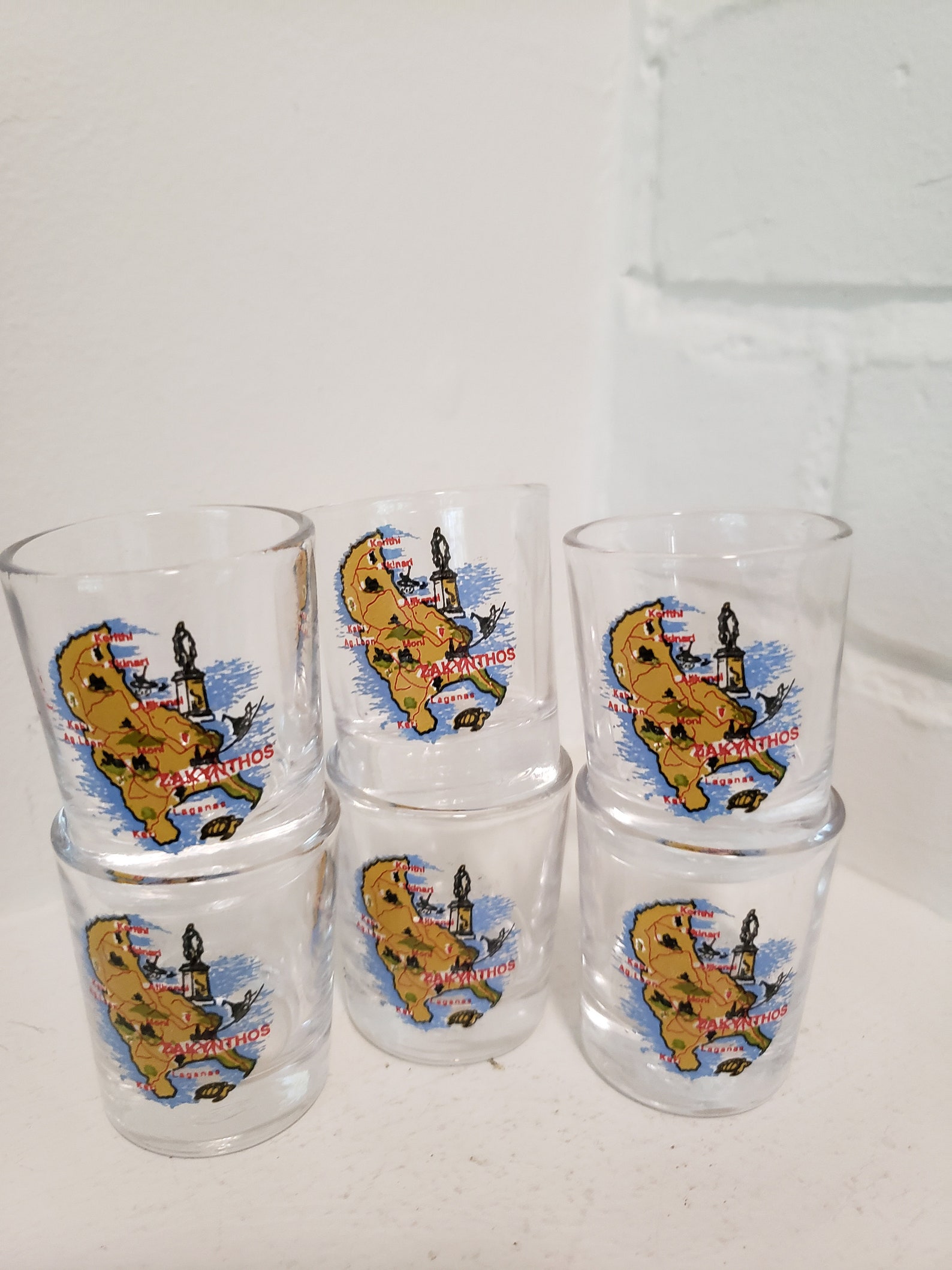 Six Shot Glasses Greek Islands Shot Glasses Bar Ware Vintage - Etsy