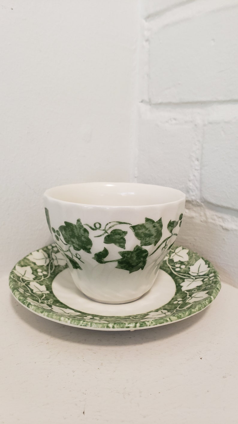 Vintage Churchill Tea Set Green Ivory Swirl Tea Cup and Saucer - Etsy