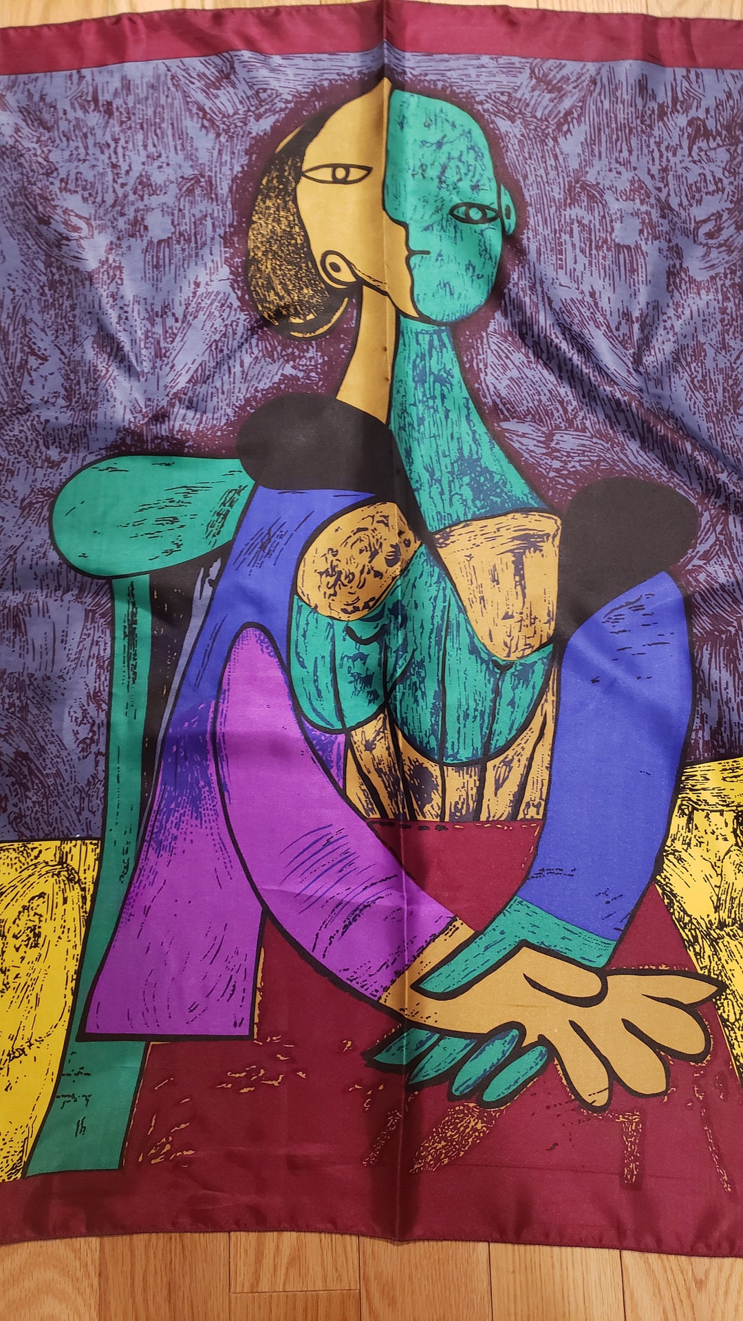 Colourful Art Scarf Vintage Picasso Style Head Neck Wall Scarf Vibrant ...