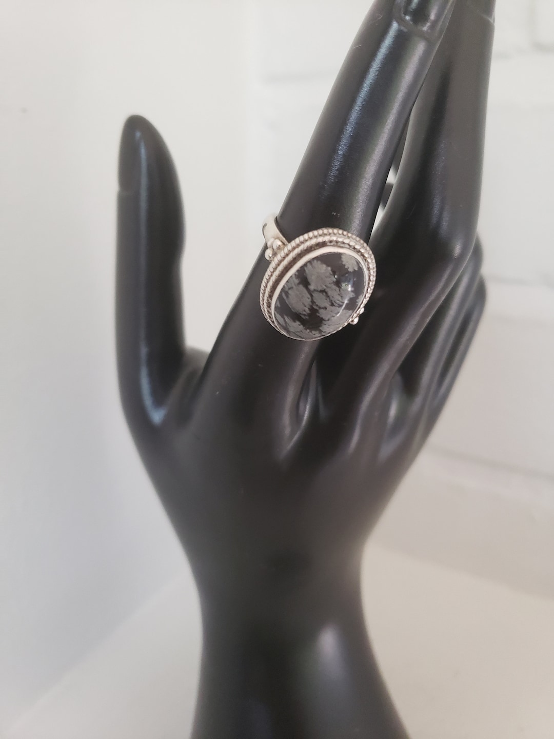 Vintage Snowflake Obsidian Ring: Sterling Silver Gemstone, Size 10.5 - Etsy