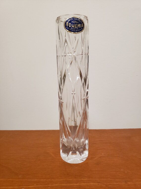 Hand Cut Lead Crystal Vase Czechoslovakia Glass Vintage - Etsy