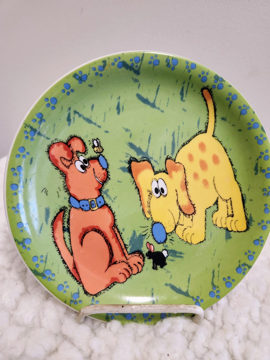 Gryphonware Dog Plate 90s Colourful Dog Plate Cartoon Style Plate for ...