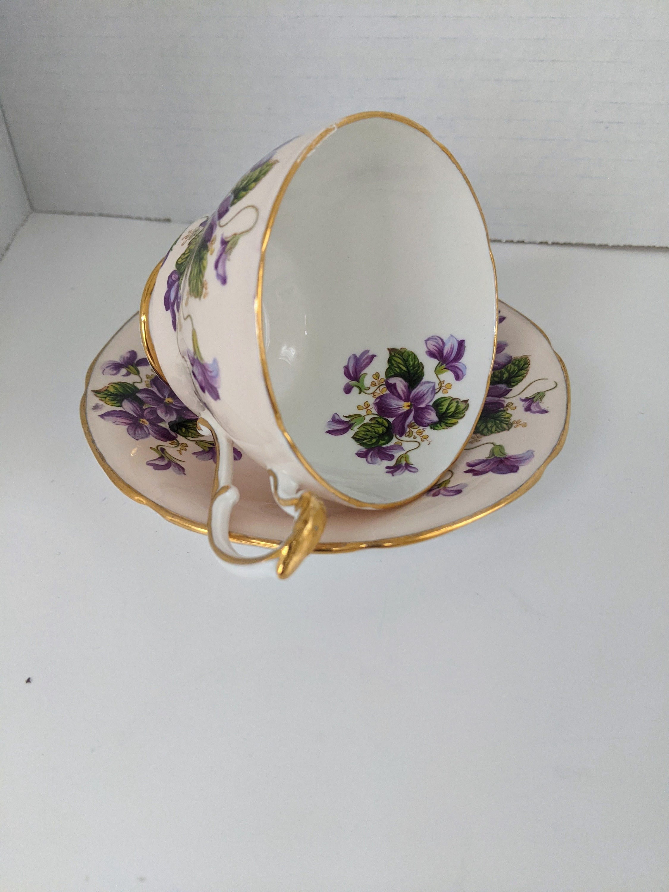 Pink Paragon Tea Cup With Purple Flowers and Gold Trim - Etsy Canada