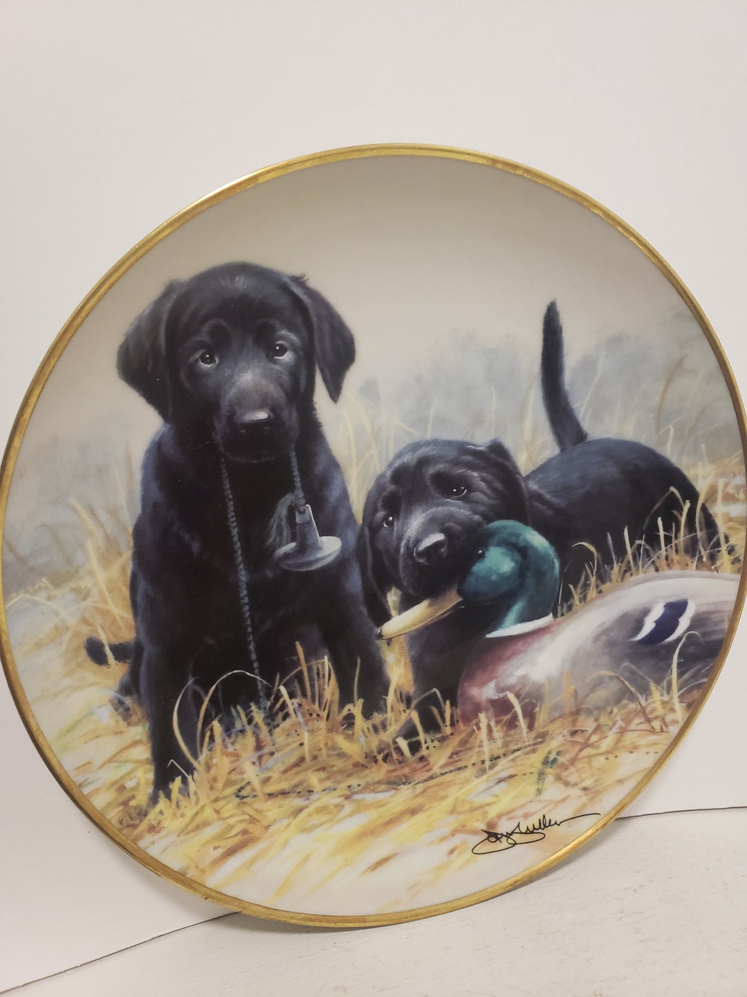 Black Lab Plate Beginners Luck Franklin Mint Heirloom Collectible Dog ...