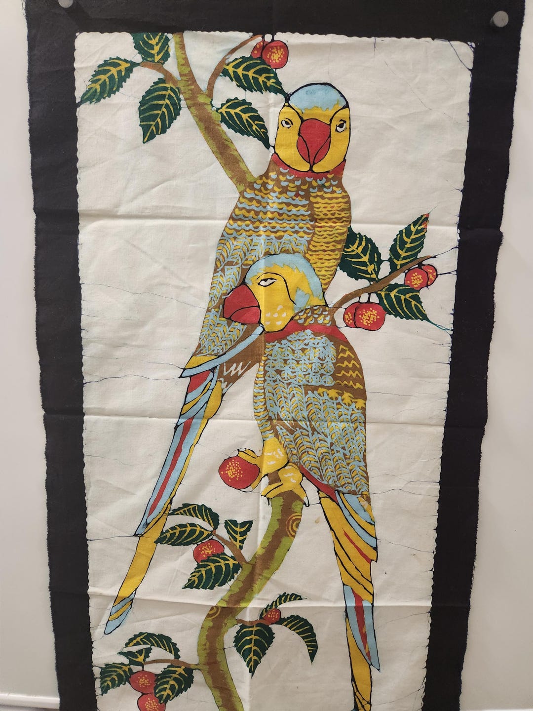 Parrot Fabric Wall Art Batik Unframed Fabric Art Bird Lover Gift Jungle ...