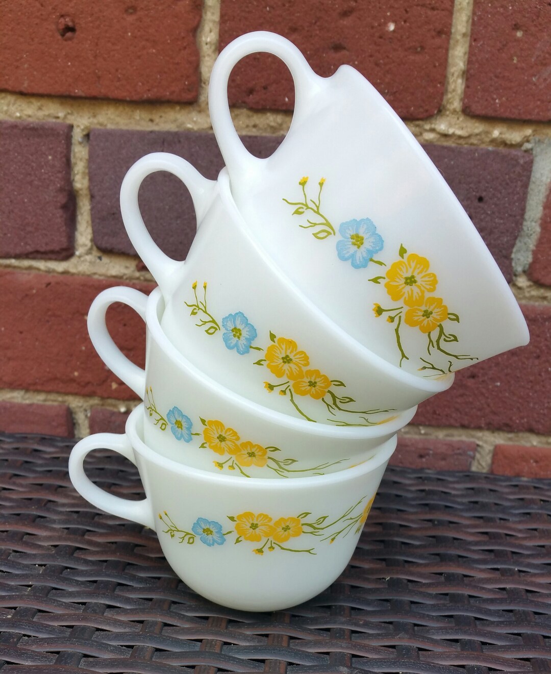 Pyrex 80s Tea Cups White Pyrex Wide Mouth Cups for Tea Coffee Four ...