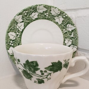 Vintage Churchill Tea Set Green Ivory Swirl Tea Cup and Saucer With ...