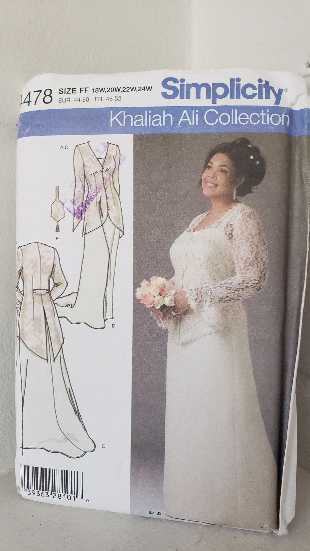 Simplicity Wedding Gown Khaliah Ali Collection 4478 UNCUT Size 18 to 24 ...