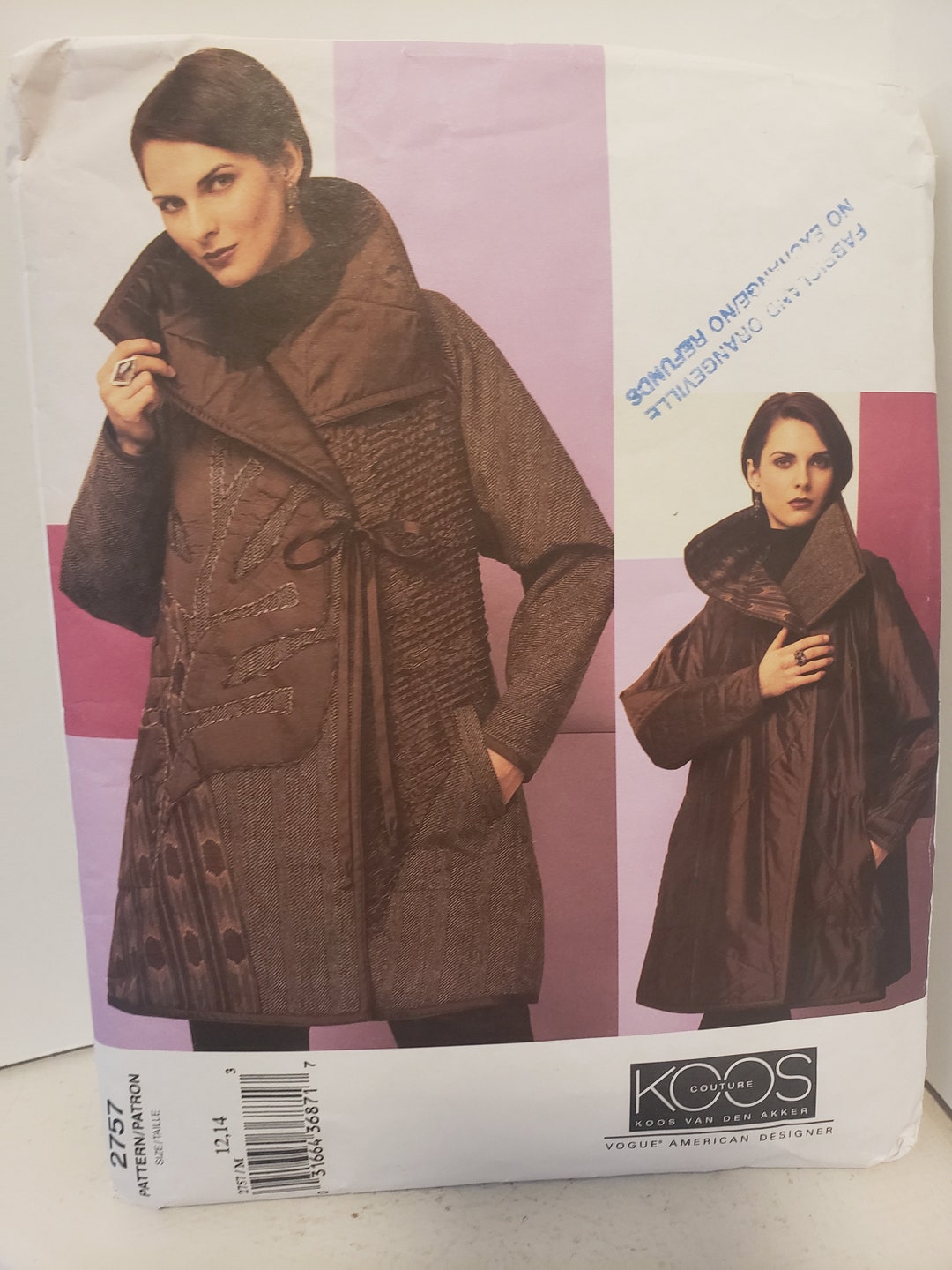 Vogue KOOS Couture Pattern 2757 by Koos Van Den Akker Misses ...