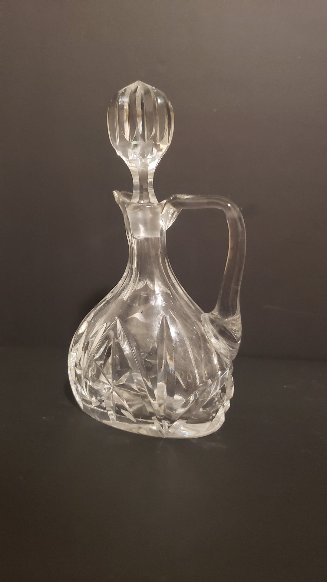 Vintage Crystal Cruet Deep Cut Glass With Round Crystal Closure Crystal ...