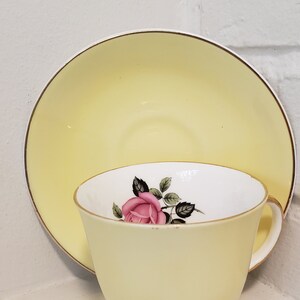 Vintage Argyle Yellow China Tea Set With Pink Rose Gold Gilt Tea Cup ...