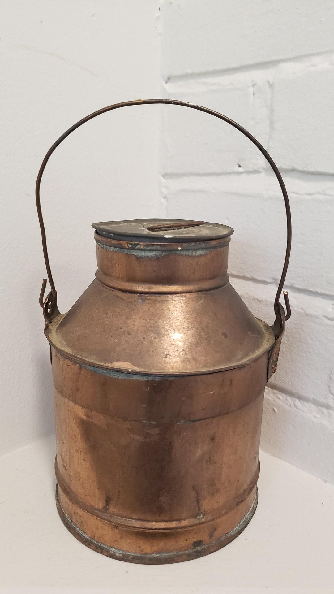 Vintage Potpourri Metal Container With Handle Copper Tone Farm House ...