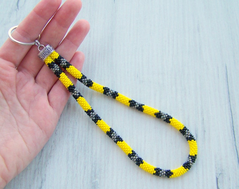 DIY Keychain Bead Crochet Kit Yellow Snake Pattern Beadwork - Etsy