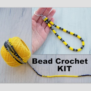 DIY Keychain Bead Crochet Kit Yellow Snake Pattern Beadwork Wristlet ...