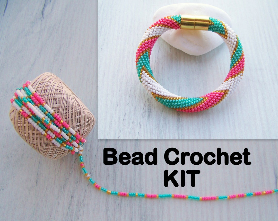KIT for Bead Crochet Bracelet Beaded Bracelet DIY Bead Crochet Rope Kit ...
