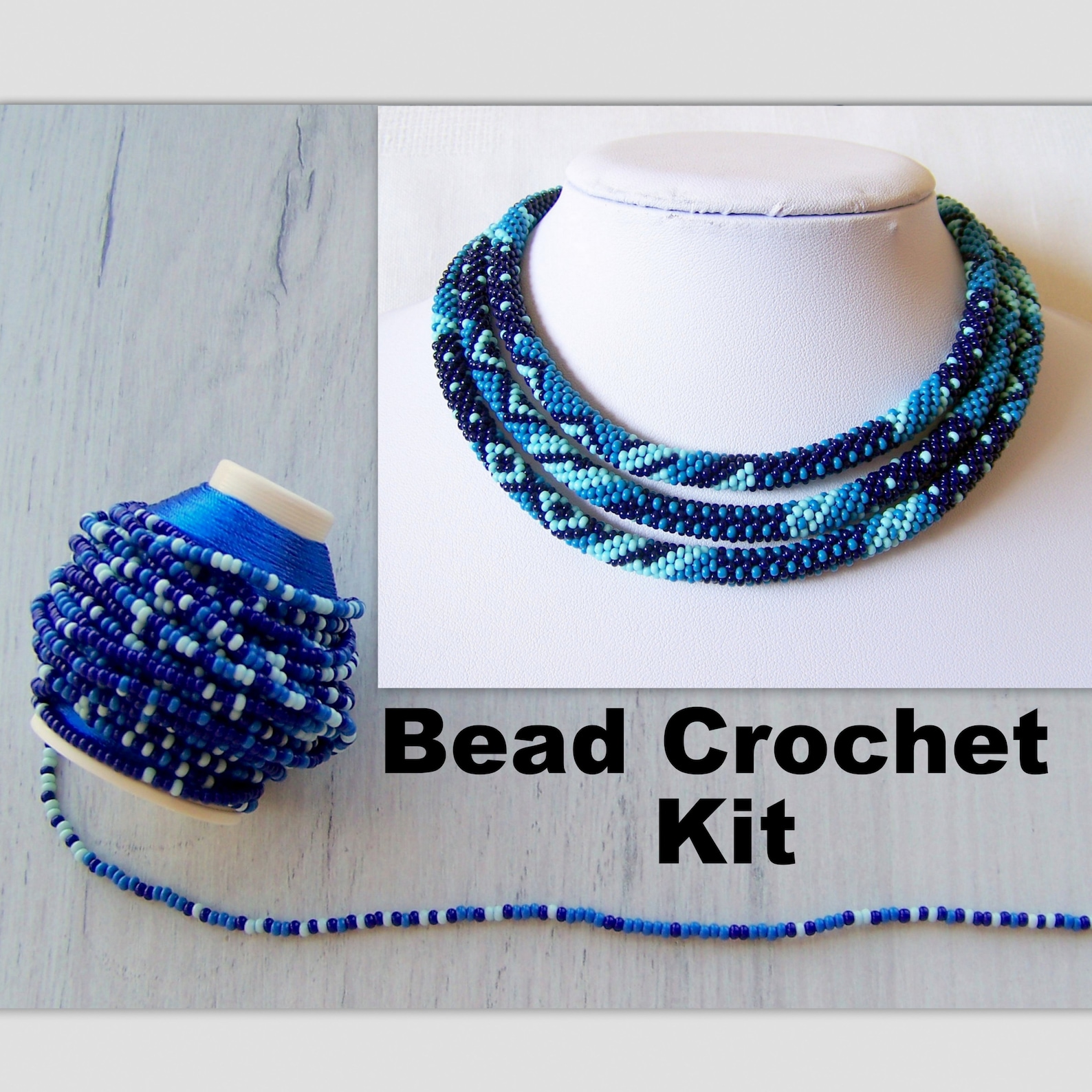 Bead Crochet Kit Bead Crochet Necklace Making Pattern Kit Beaded Rope ...