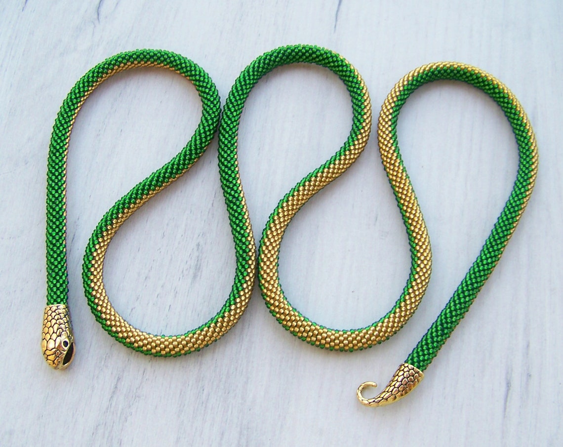 Green Serpent Bead Crochet Necklace Kit DIY Crafts DIY Kit | Etsy