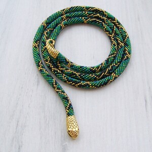 Green Serpent Bead Crochet Necklace Kit - Statement Jewelry Python ...