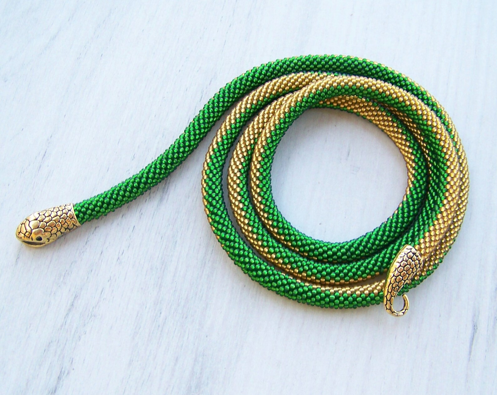 Green Serpent Bead Crochet Necklace Kit DIY Crafts DIY Kit | Etsy