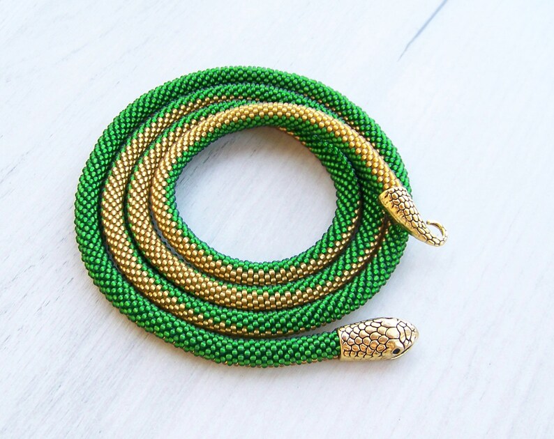Green Serpent Bead Crochet Necklace Kit DIY Crafts DIY Kit | Etsy