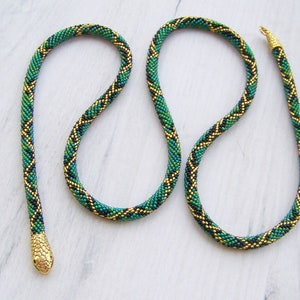 Green Serpent Bead Crochet Necklace Kit - Statement Jewelry Python ...