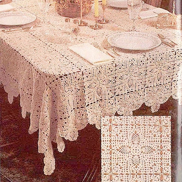 Vintage Chart Filet Crochet Pattern Tablecloth Motifs 23x 45 - Etsy Canada